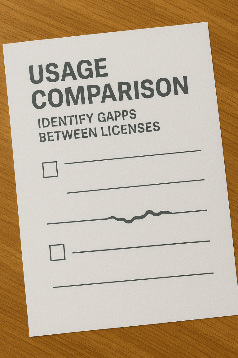 Usage Comparison: Identify Gaps Between Licenses Owned and Actual Usage